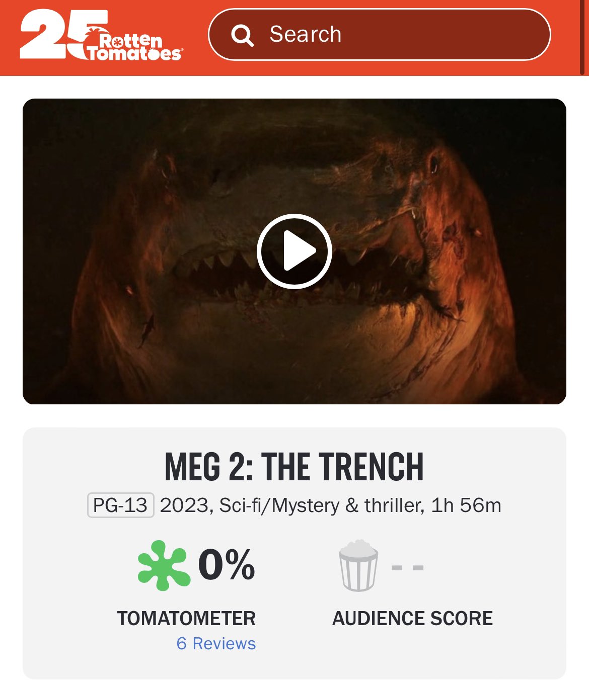 فیلم Meg 2: The Trench با امتیاز ۰ درصد راتن تومیتوز شروع کرد